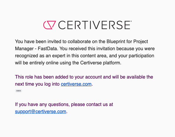 "Blueprint Topic Author/Reviewer Role Added to your Certiverse Account"